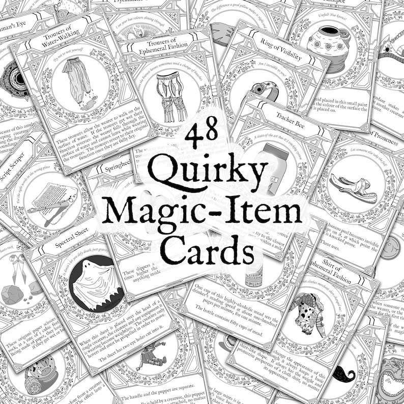 48 Hand-drawn Magic Item Cards for Tabletop Roleplaying Games ...