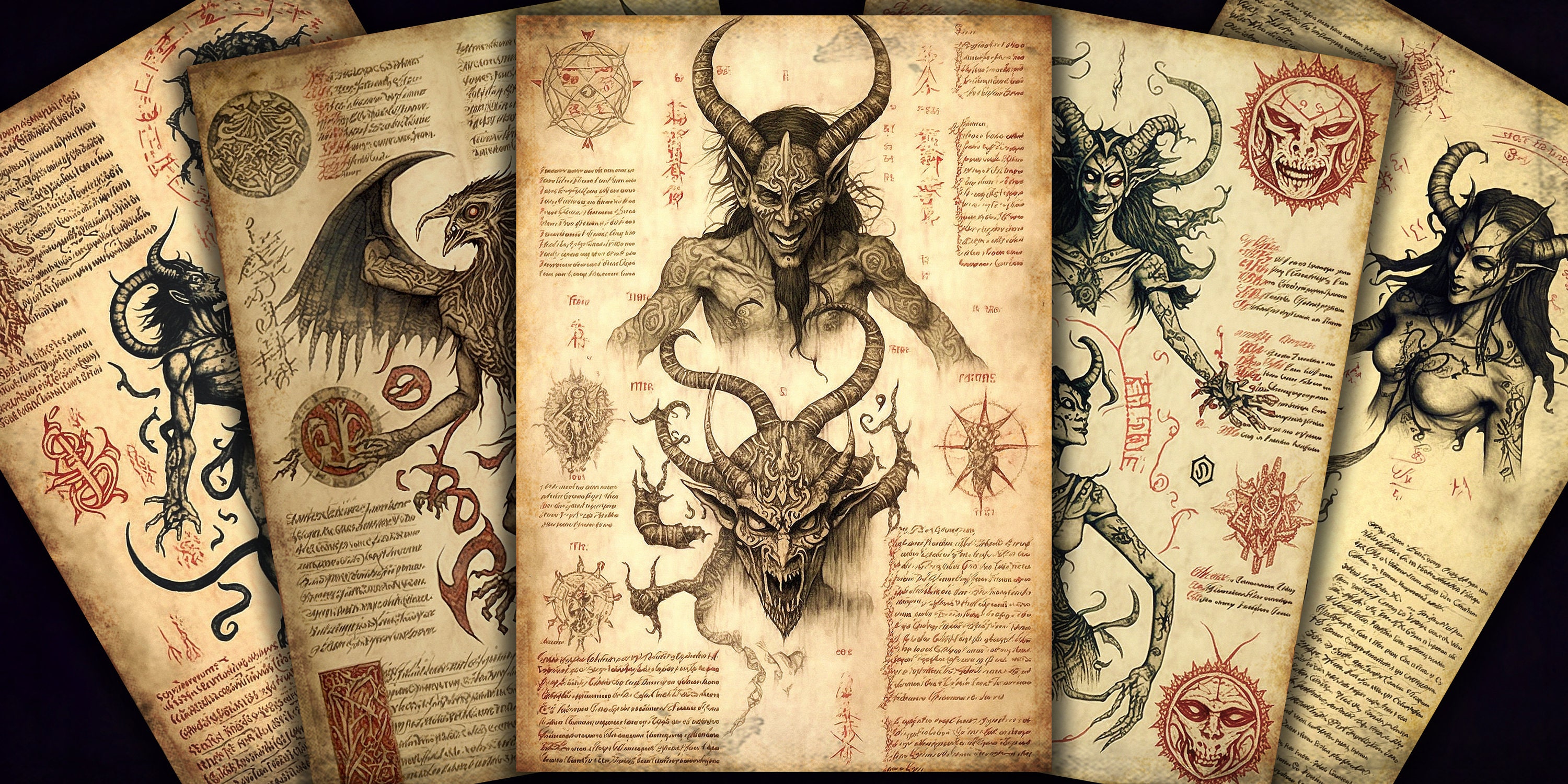 Demonology Book Pages: Vol 4, Printable Scroll, Digital Download ...