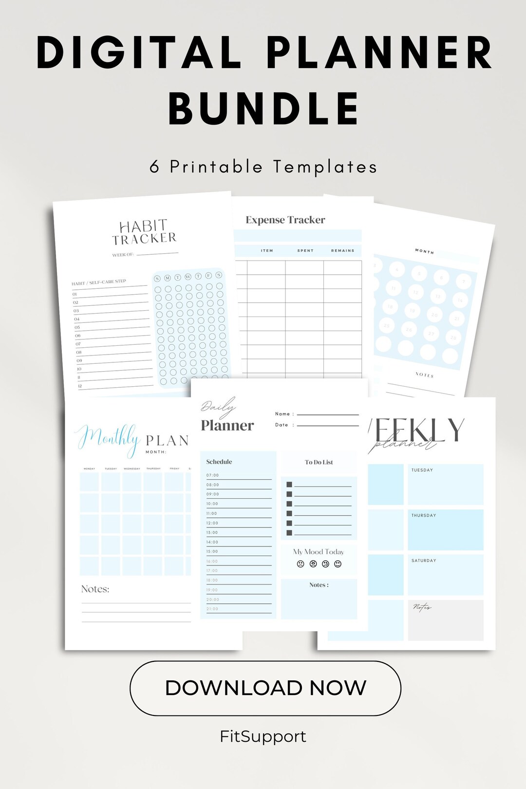 Planner + Tracker Bundle Printable, Weekly Succes Plan / Personal Life ...