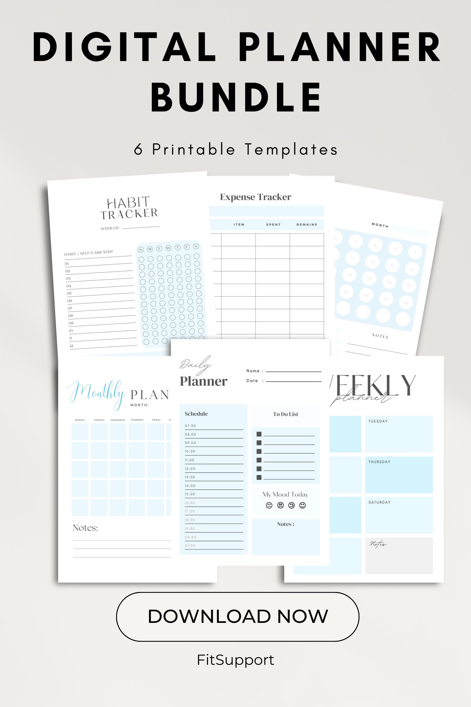 Planner + Tracker Bundle Printable, Weekly Succes Plan / Personal Life ...