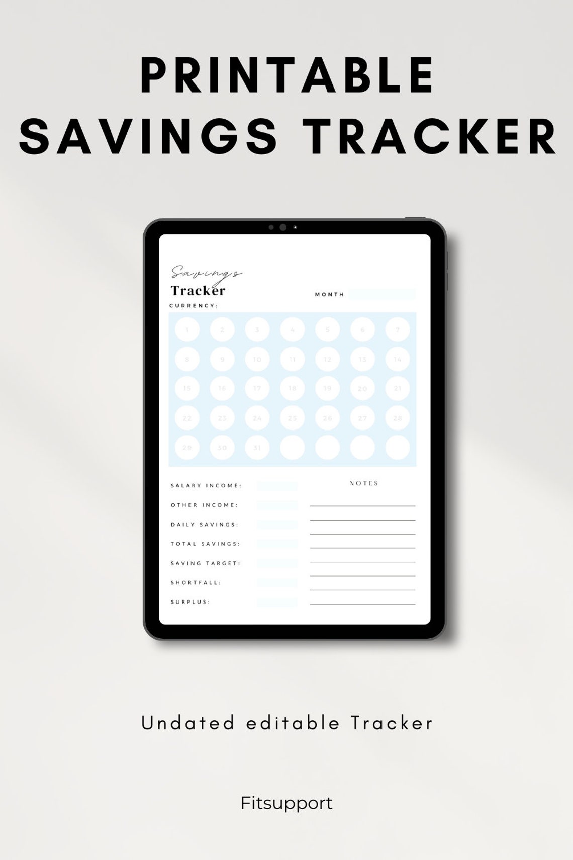 Savings Tracker Printable, Monthly Savings / Personal Life ...