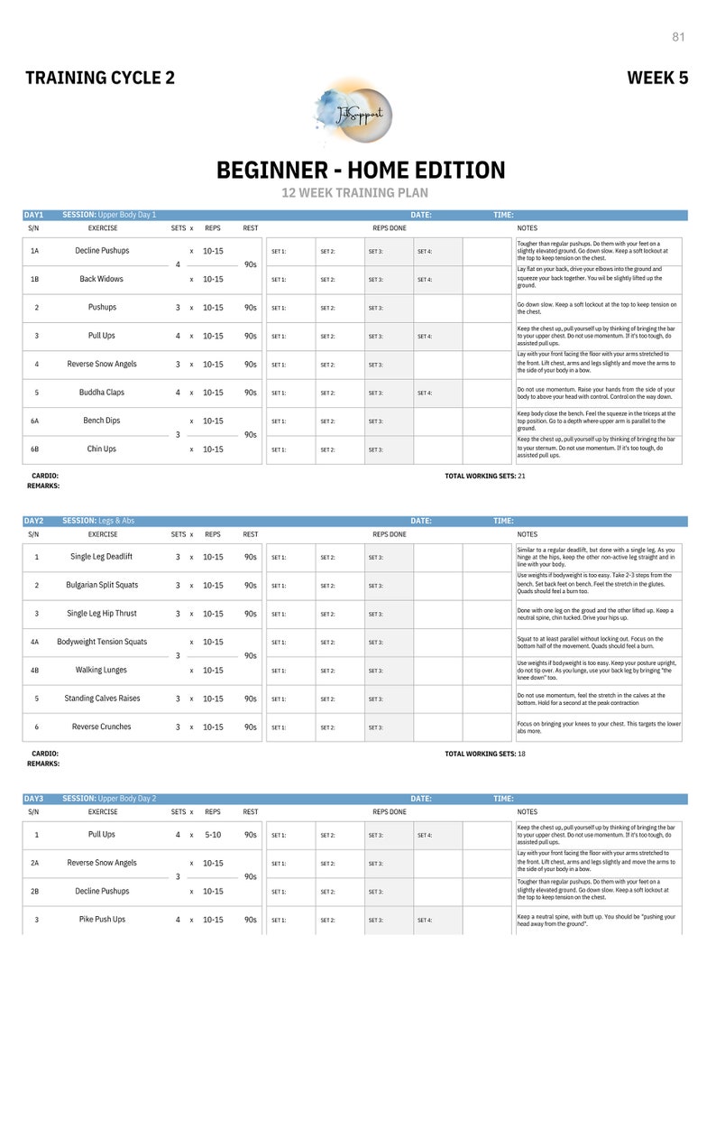 12 Week Fitness Guide , Fitness Program for Beginners, Nutrition Guide ...