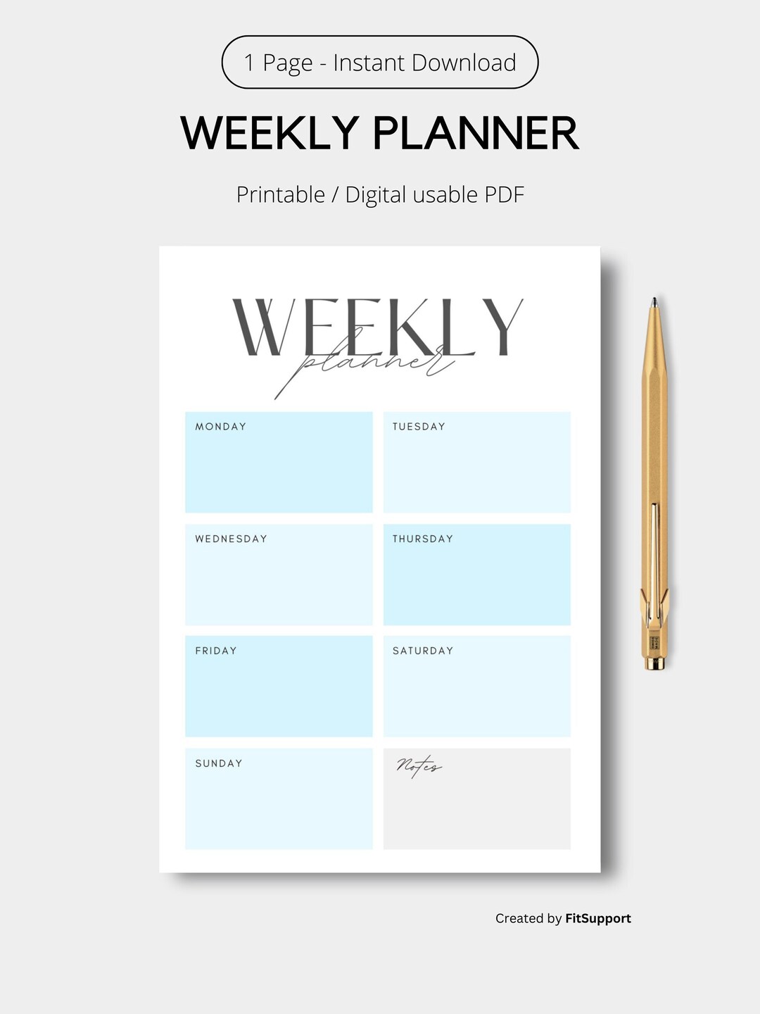 Weekly Planner Printable, Weekly Succes Plan / Personal Life ...