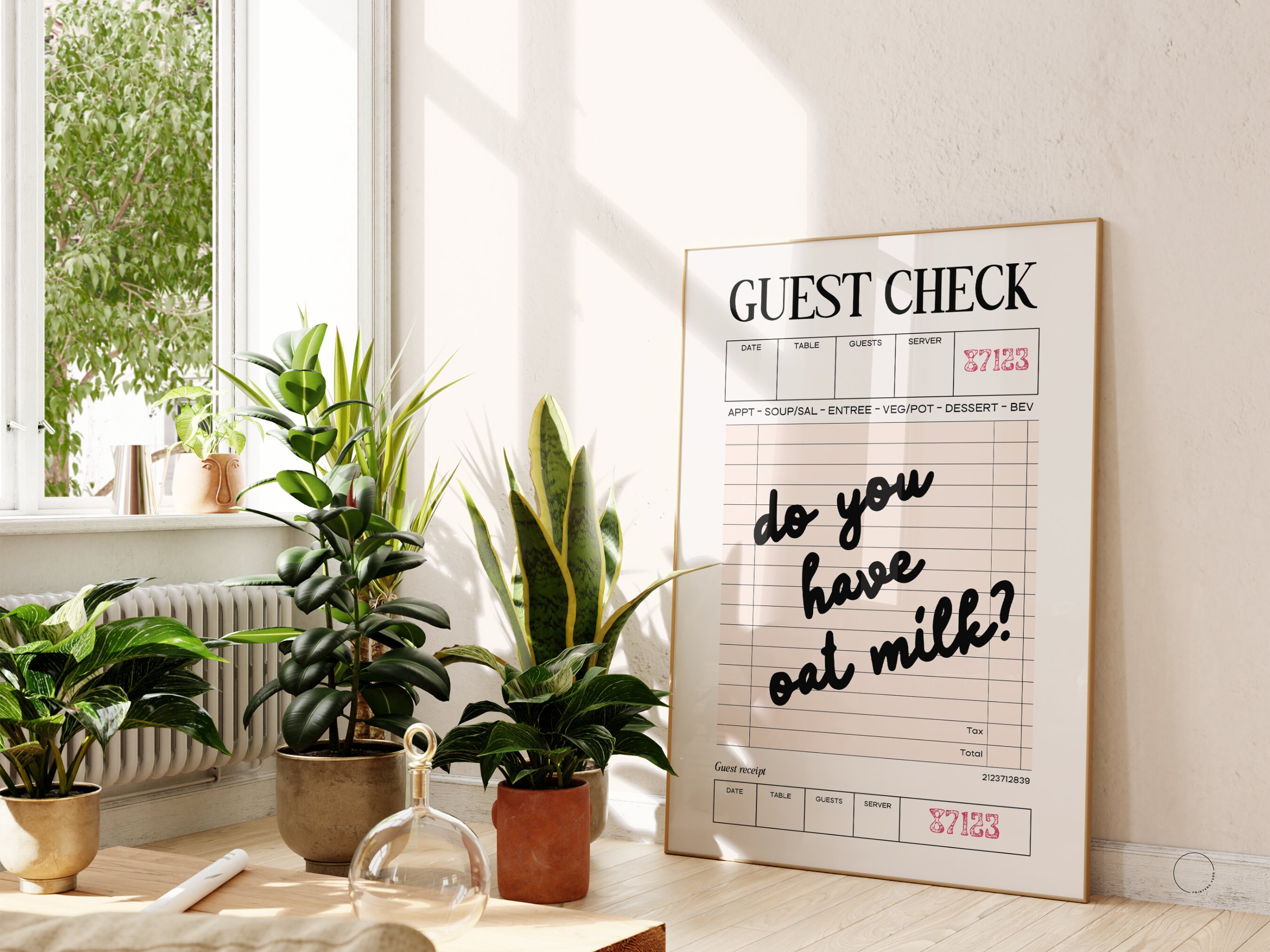 Guest Check Print, Minimalist Printable Wall Art, Do You Have Oat Milk ...