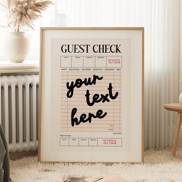 Guest Check Print - Etsy