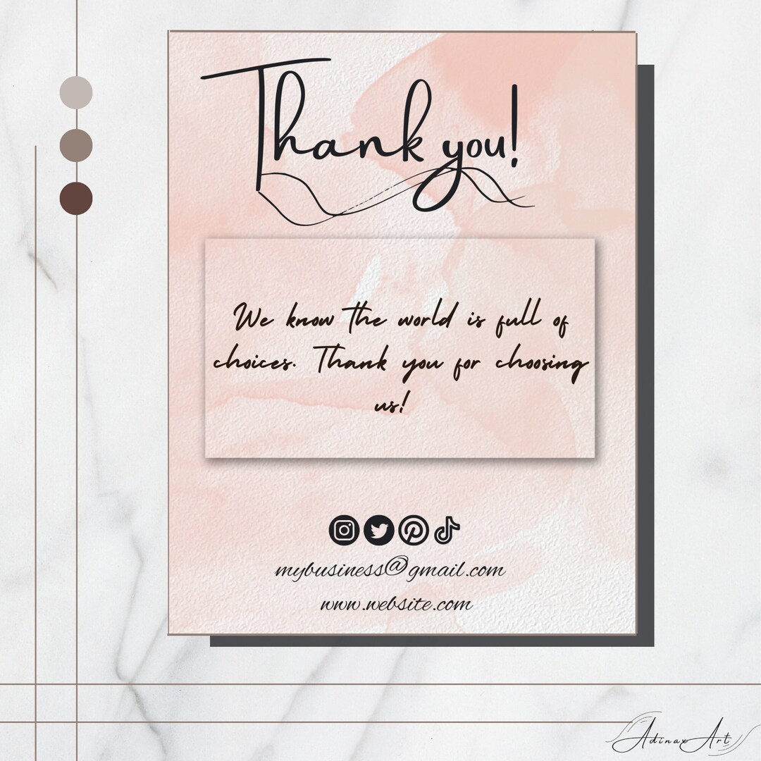 Minimalistthank You Card, Printable Thank You Card, Business Thank You ...
