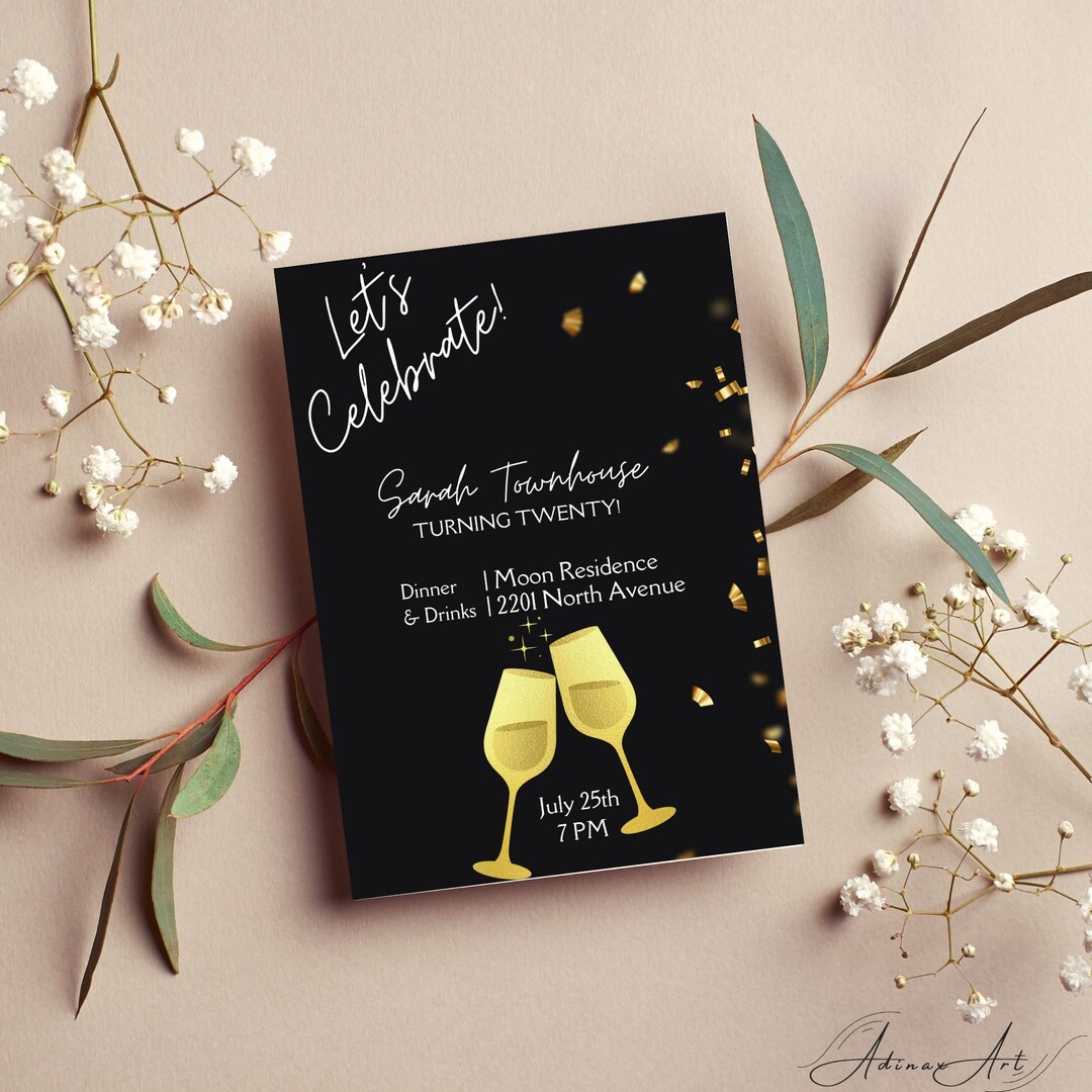 Let's Celebrate Invitation Template, Editable Birthday Invite ...