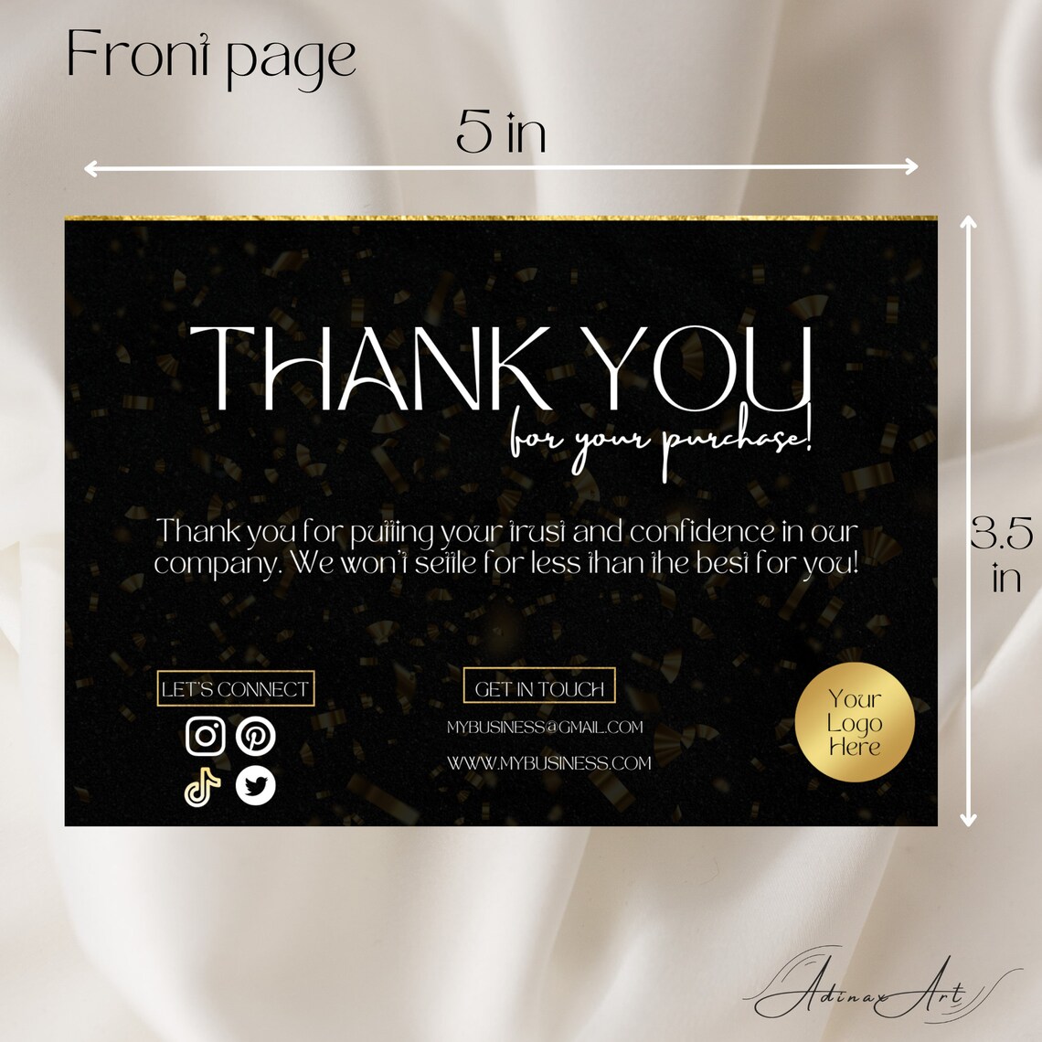 Premium Thank You Card Template,small Business Thank You Card ...
