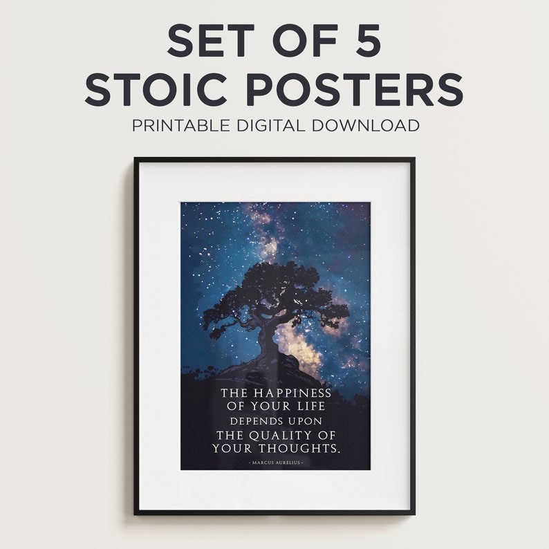 Stoic Quote Posters (marcus Aurelius) - Set of 5 "serene Nature ...