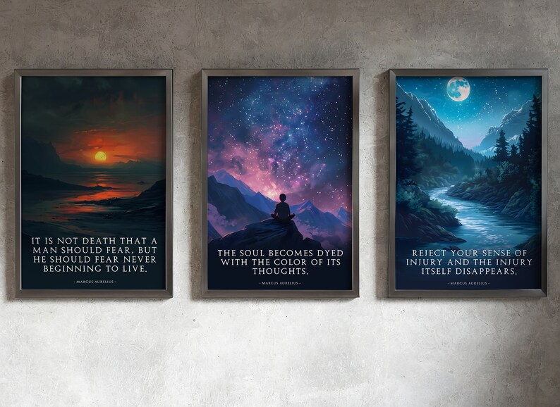 Stoic Quote Posters (marcus Aurelius) - Set of 5 "serene Nature ...