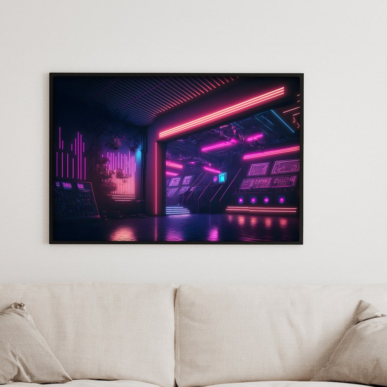 Neon Arcade Synthwave Wall Art / Poster / AI Art - Etsy