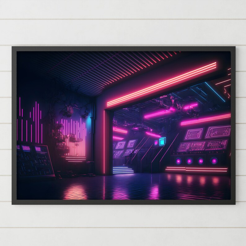 Neon Arcade Synthwave Wall Art / Poster / AI Art - Etsy