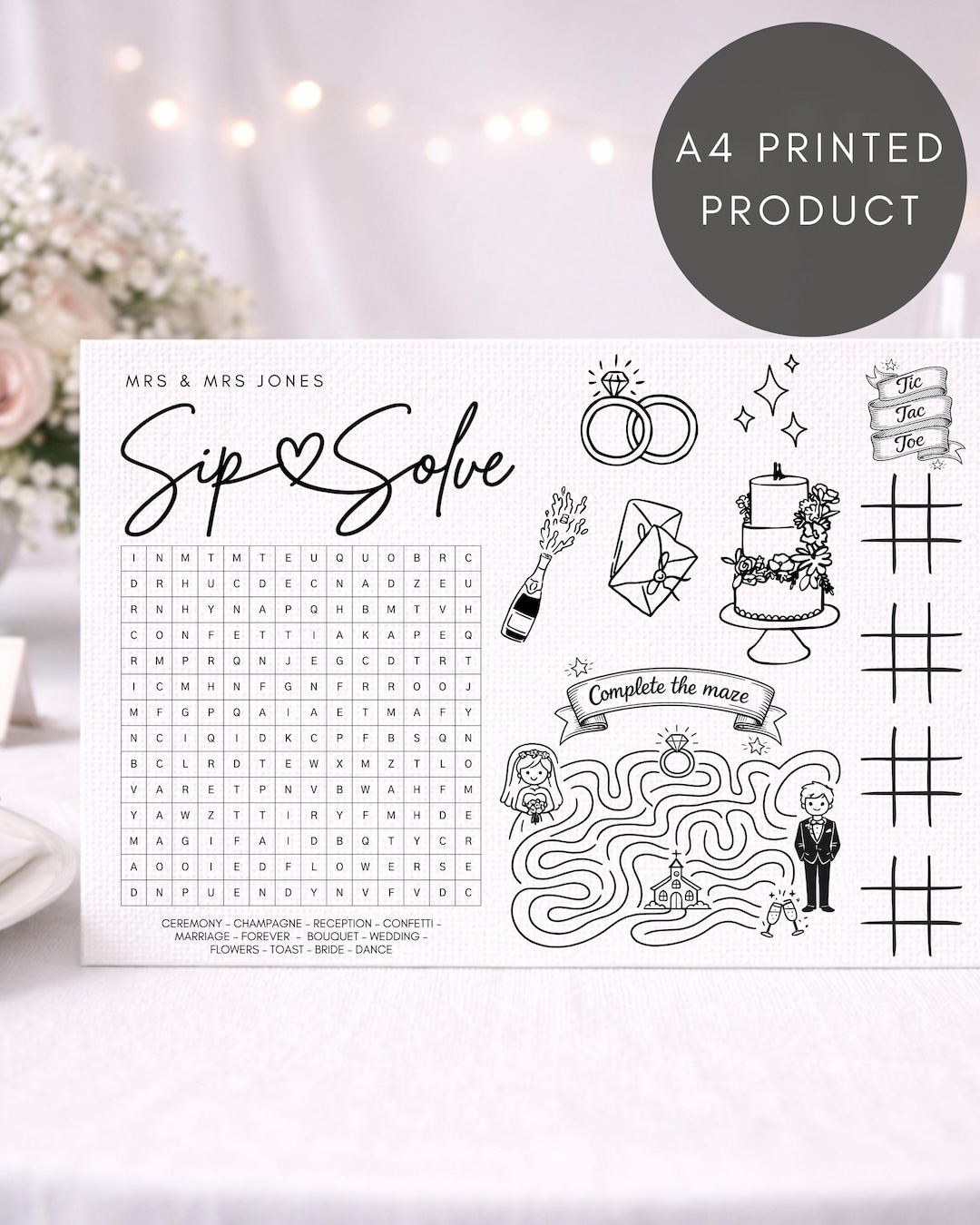 Personalised Wedding Activity Sheet, Wedding Table Games, Kids Wedding ...