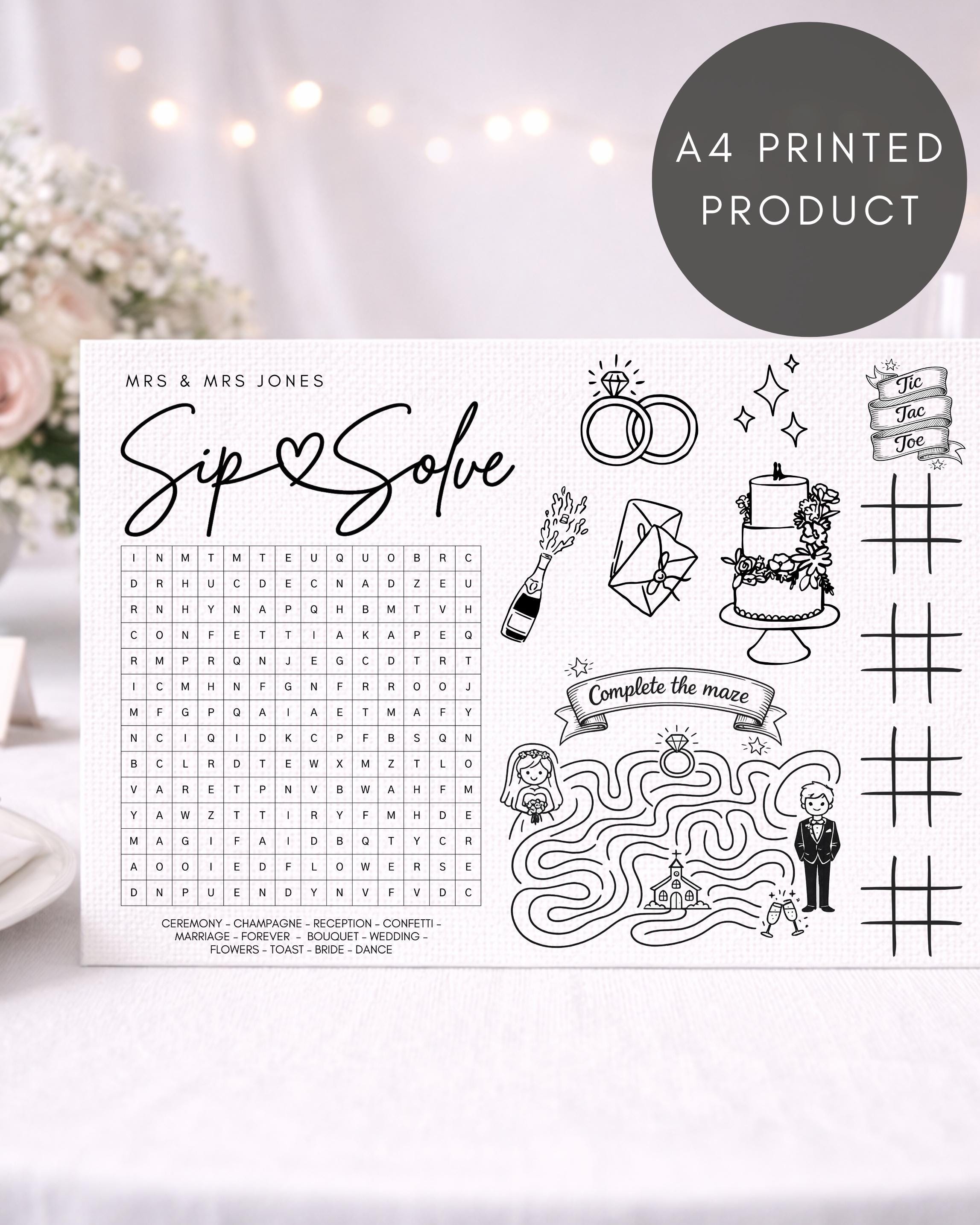 Personalised Wedding Activity Sheet, Wedding Table Games, Kids Wedding ...