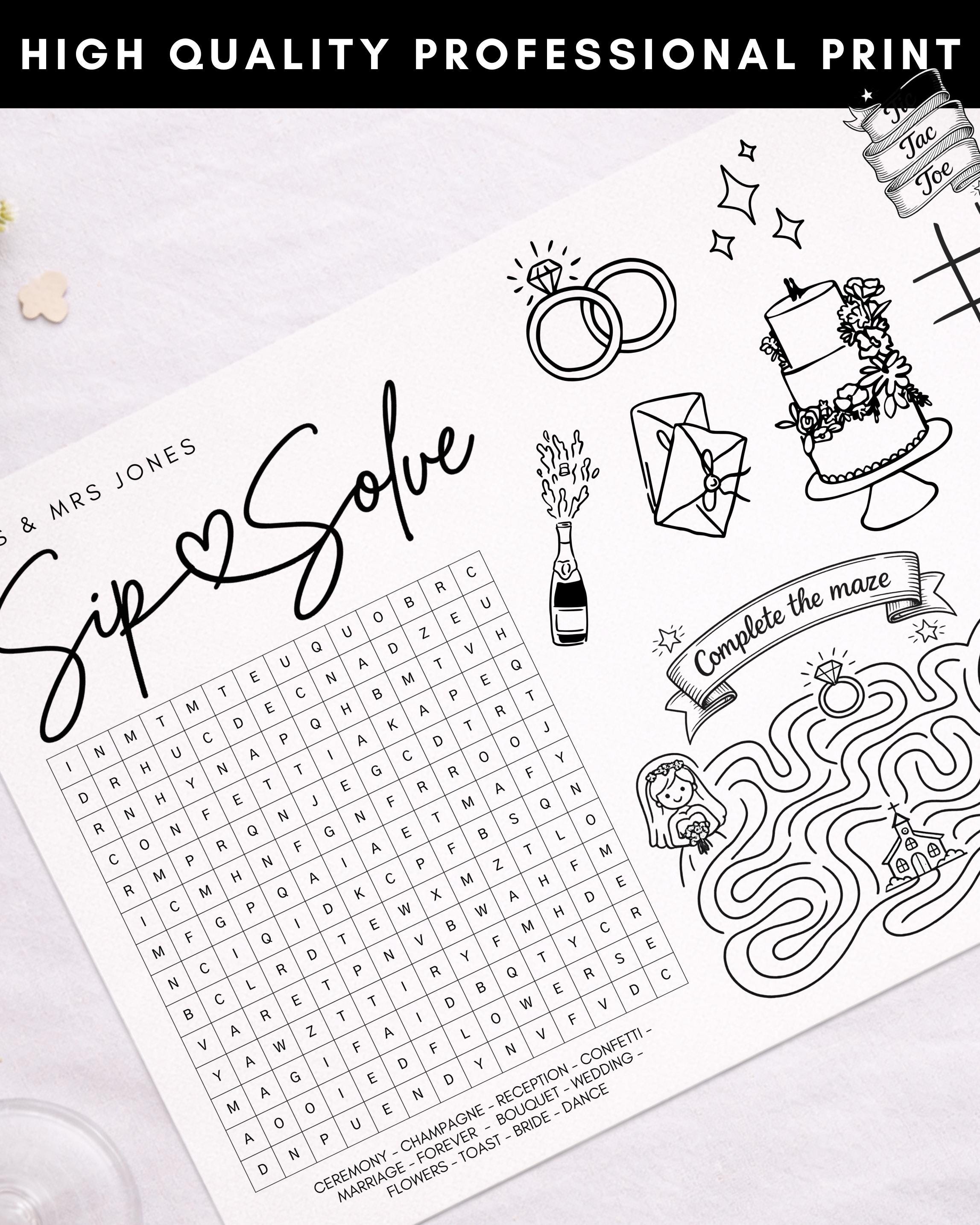 Personalised Wedding Activity Sheet, Wedding Table Games, Kids Wedding ...