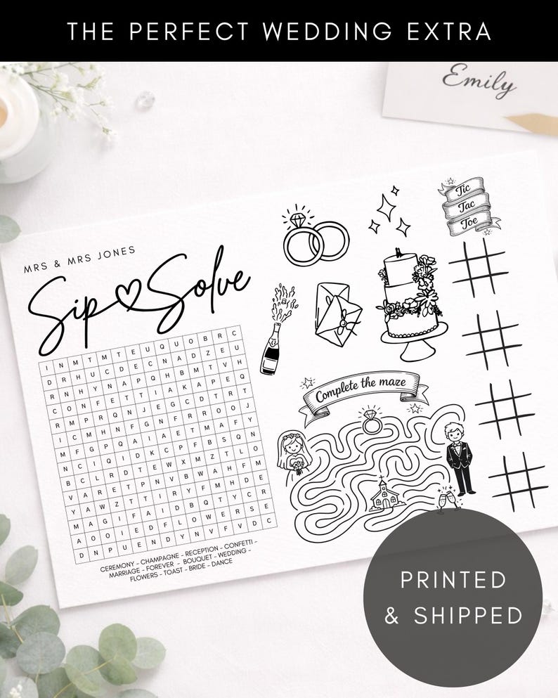 Personalised Wedding Activity Sheet, Wedding Table Games, Kids Wedding ...