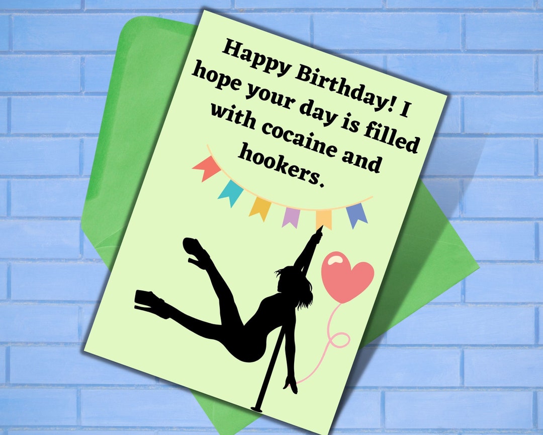 Funny Birthday Card-hooker and Cocaine - Etsy