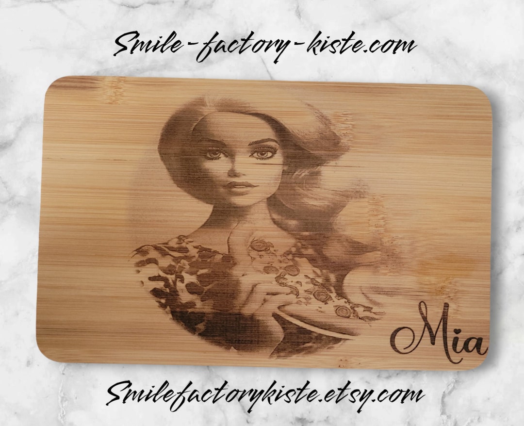 Personalized Breakfast Board Barbie/barbie Eating Pizza/laser ...