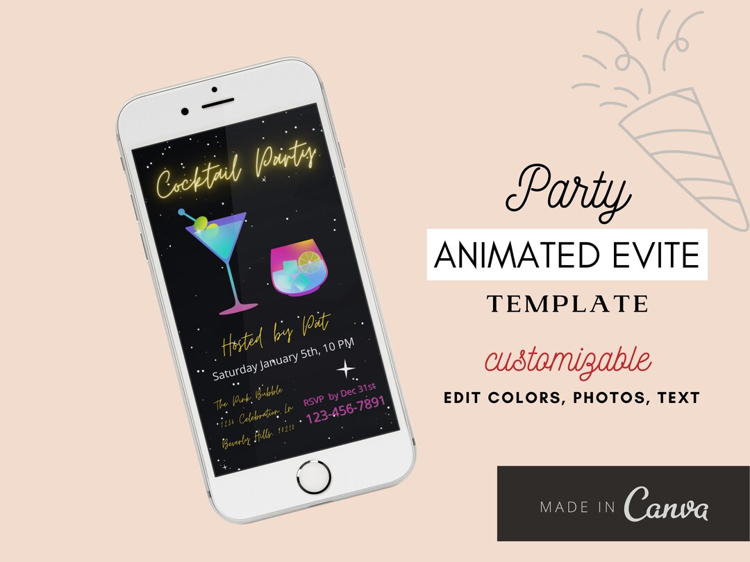 Editable Birthday Party Digital Invitation Text Invitation Cocktail ...