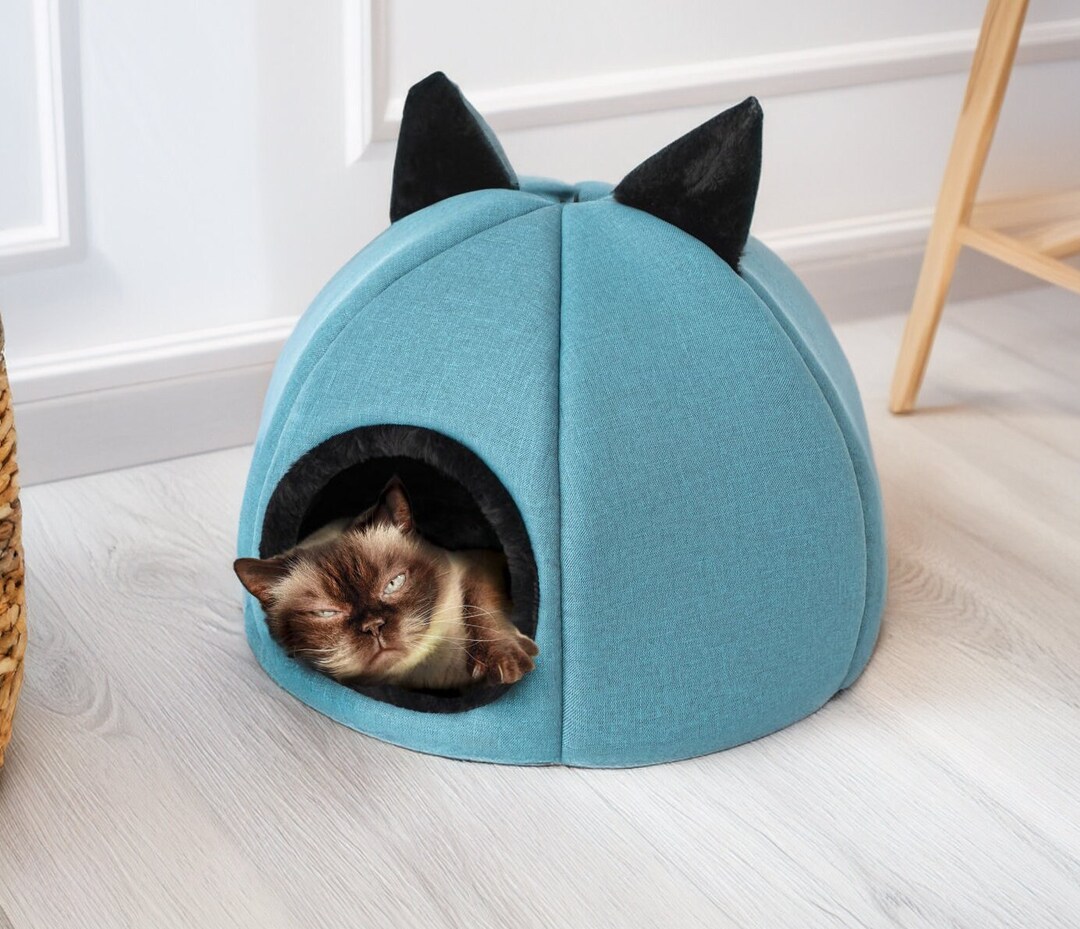Cozy Cat Hideaway With Ears | Cave for Cat | Soft Bed for Cats | Cat ...