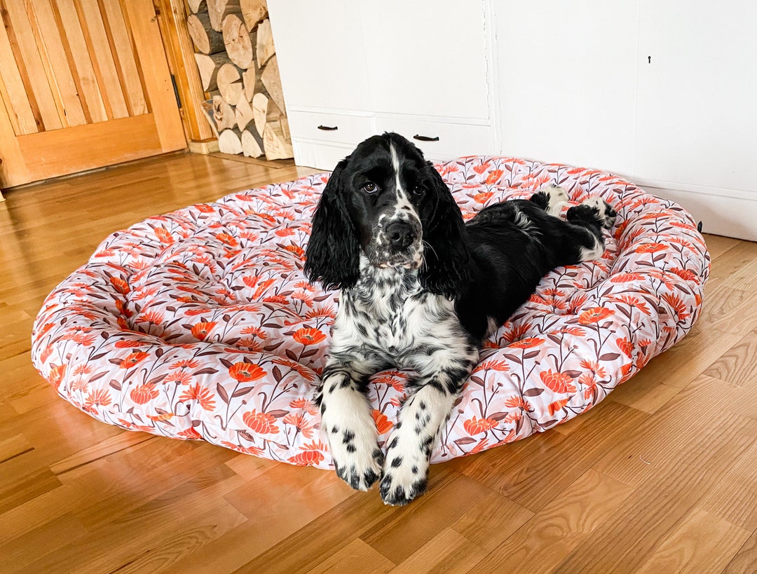 Round Waterproof Patterned Dog Bed Flower Canine Round Cushion Bed ...