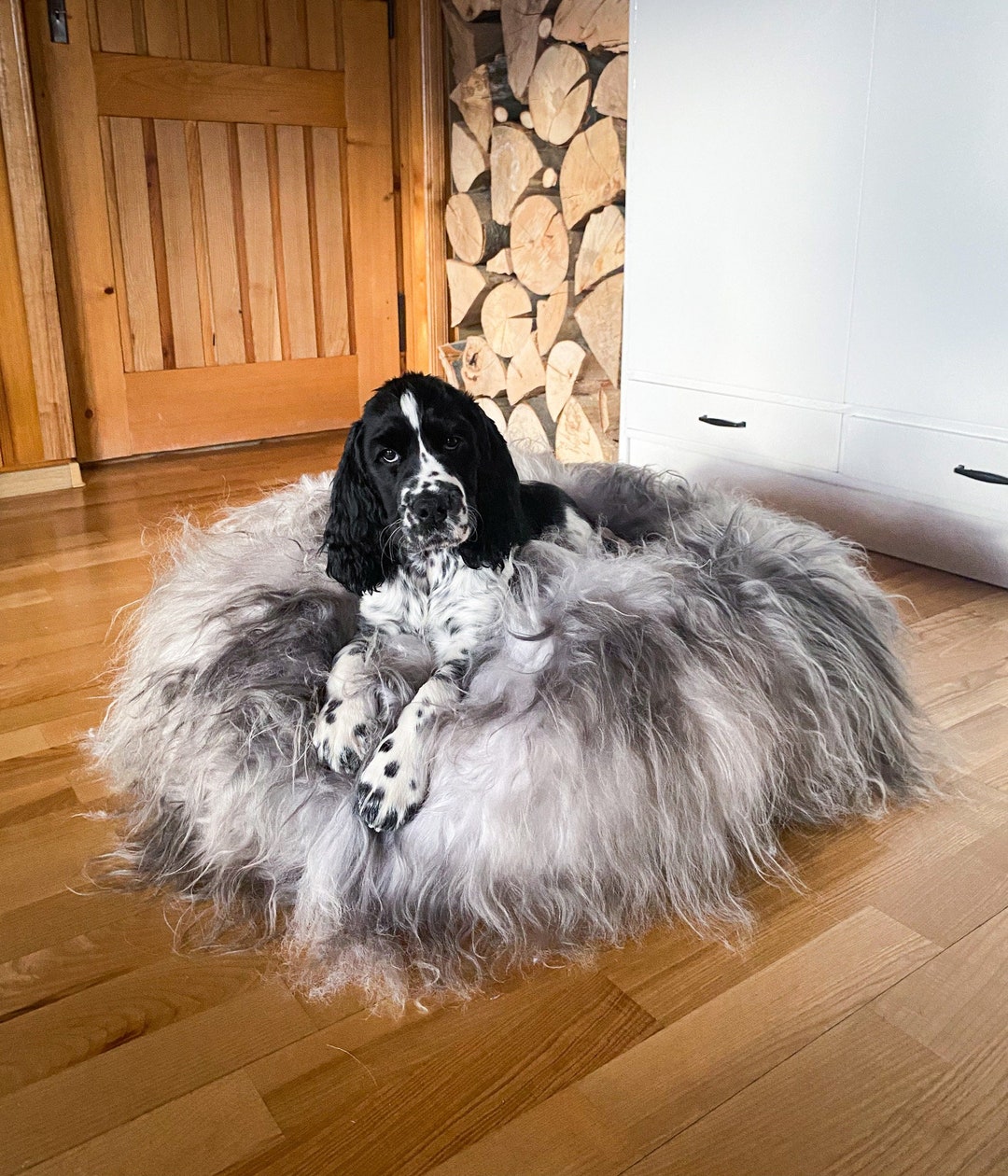 Warming Cozy Soft Pet Round Bed | Sheepskin Cover + Waterproof Cushion ...