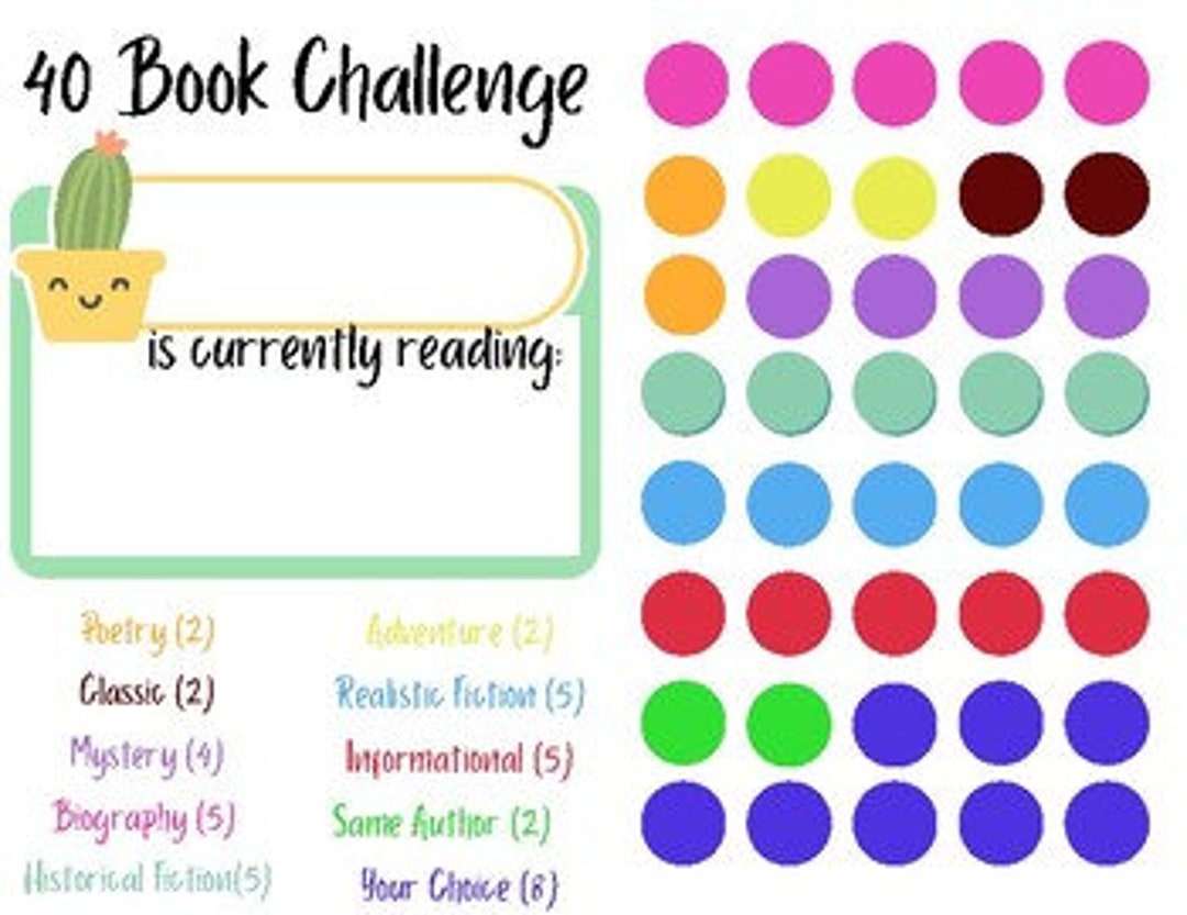 40 Book Reading Challenge - Etsy