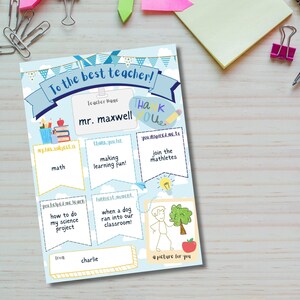 2pk - Thank You Teacher Activity Sheet - Includes Pink & Blue Versions ...