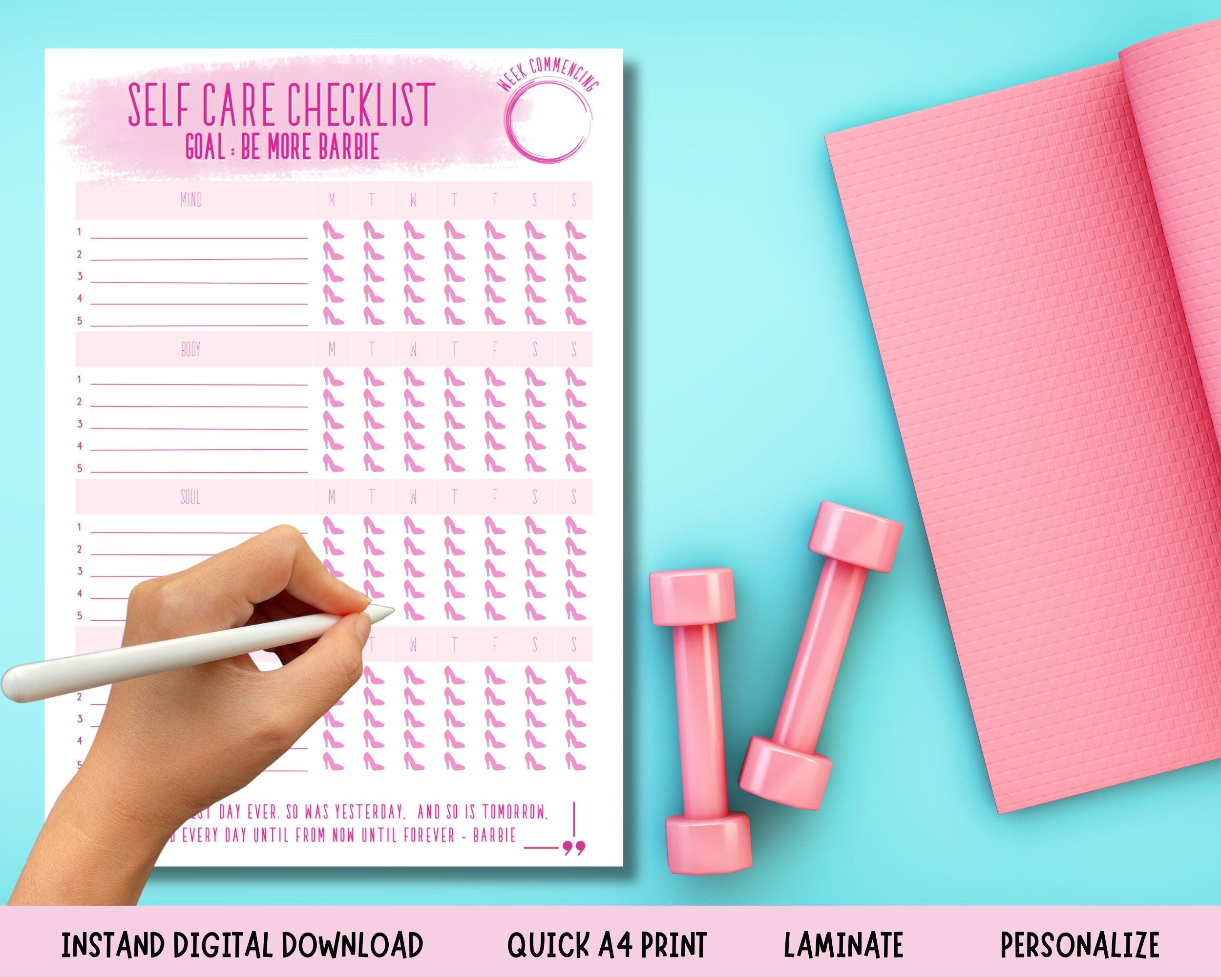 Barbie Inspired Self Care Checklist | Mind, Body, Soul, & Fun Weekly ...