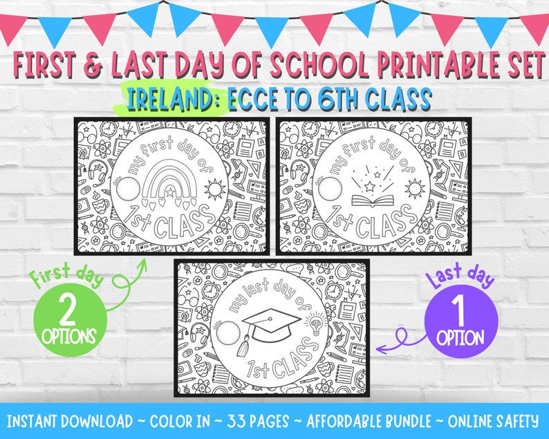First & Last Day of School Doodle Signs / Ireland (ECCE to 6th Class ...