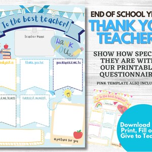 2pk - Thank You Teacher Activity Sheet - Includes Pink & Blue Versions ...