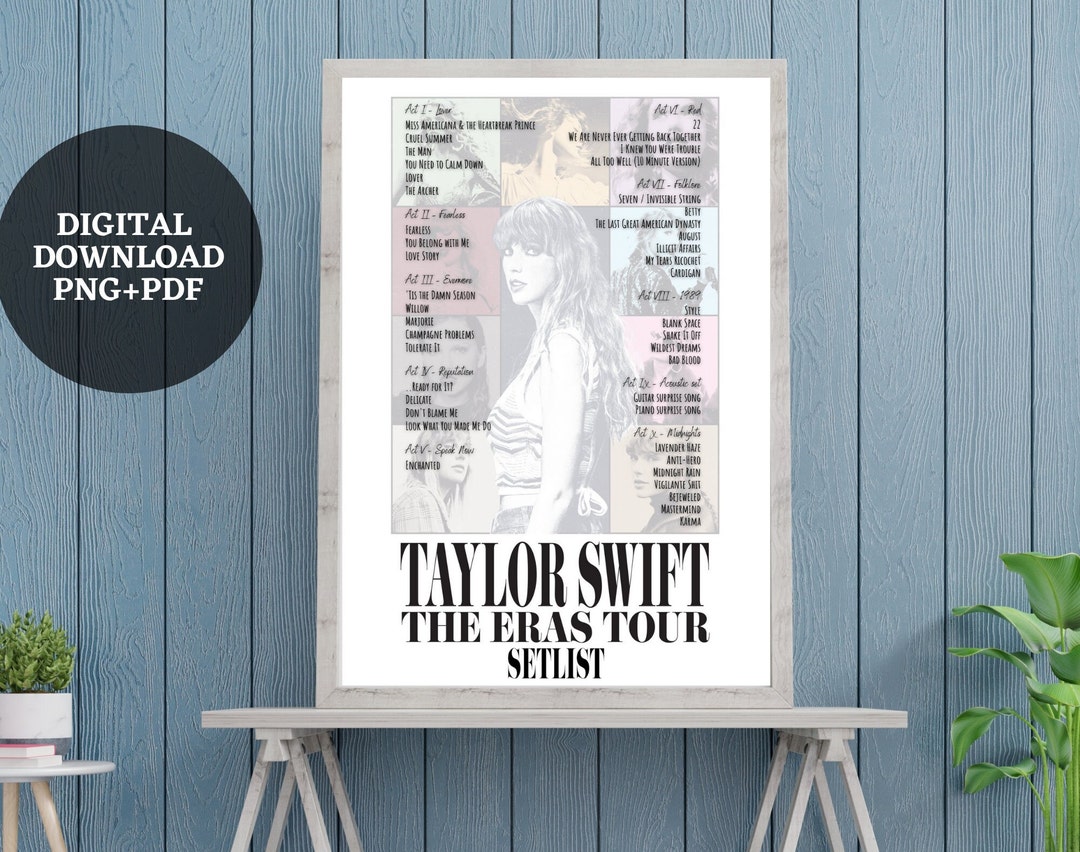 Taylor Swift the Eras Tour Setlist Poster Minimalist Vintage Music ...