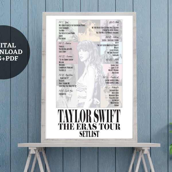 Eras Tour Setlist Poster - Etsy