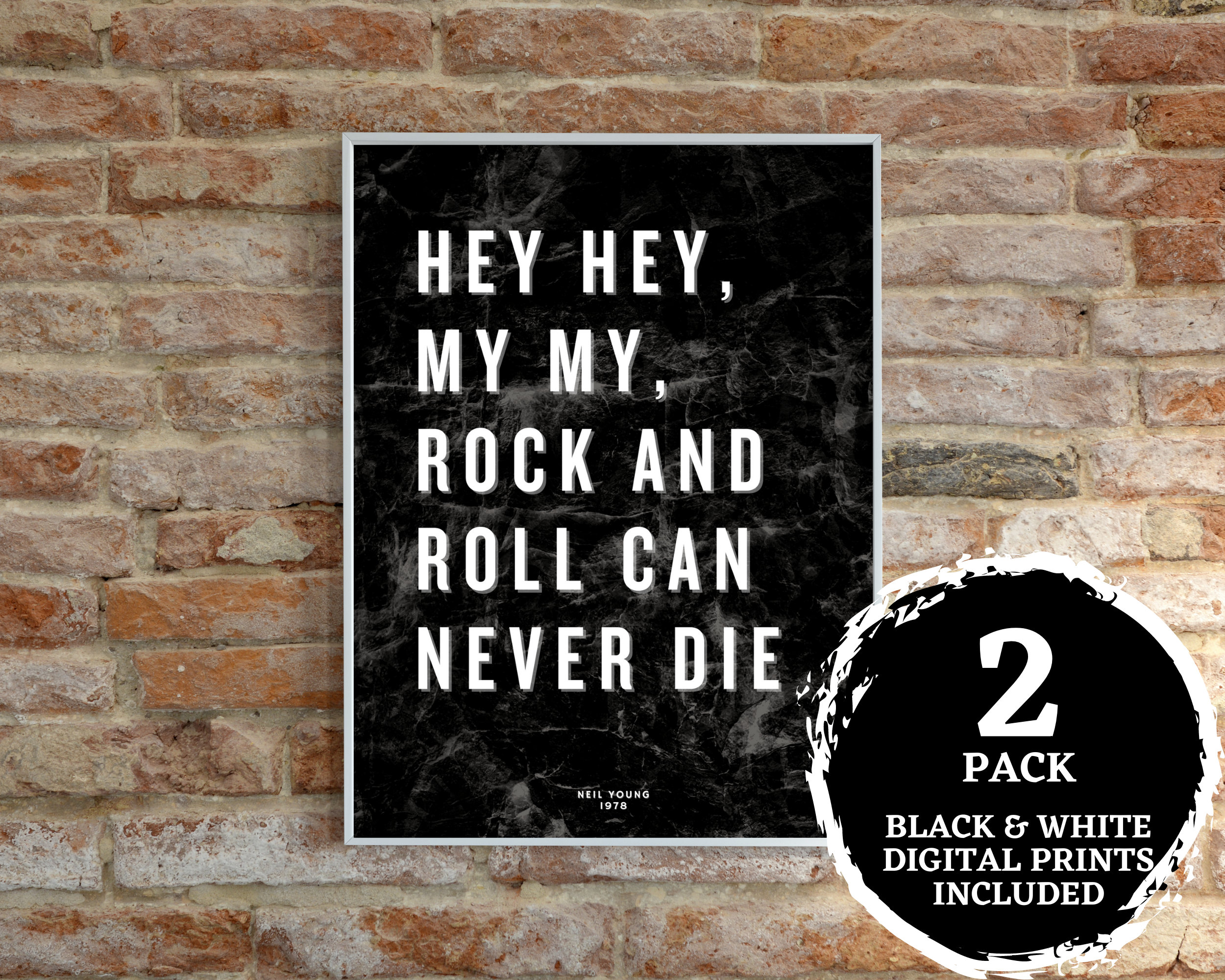 Hey Hey, My My Neil Young // Lyric Wall Art // 2 Colors, Black or White ...