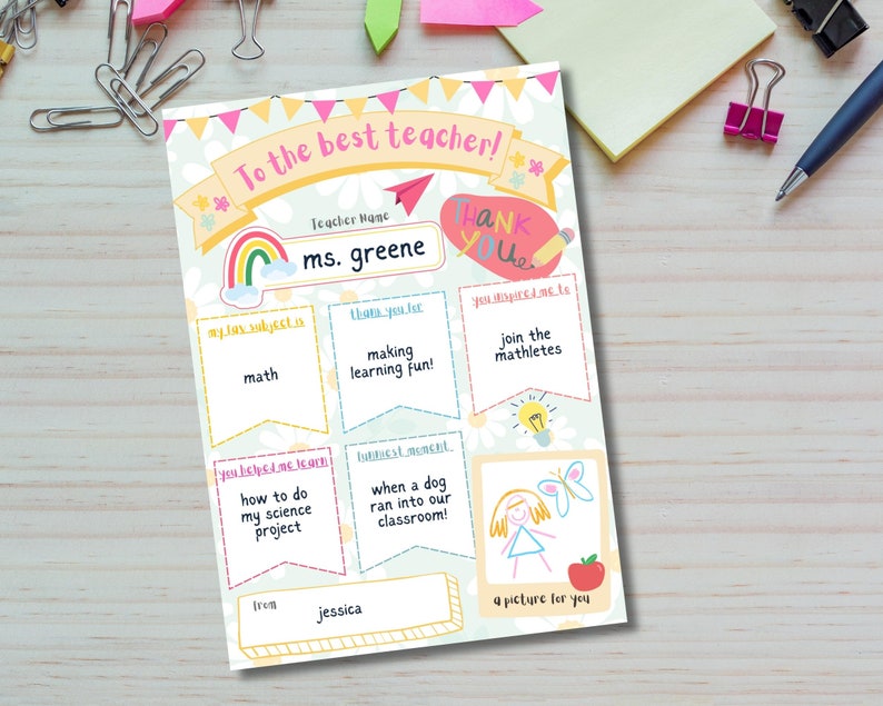 2pk Thank You Teacher Activity Sheet Includes Pink & Blue - Etsy