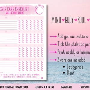 Barbie Inspired Self Care Checklist | Mind, Body, Soul, & Fun Weekly ...