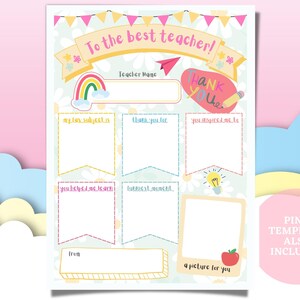 2pk - Thank You Teacher Activity Sheet - Includes Pink & Blue Versions ...