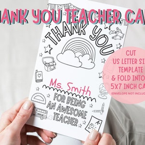 End of School Year Doodle Card - Thank You Teacher - Front & Back ...