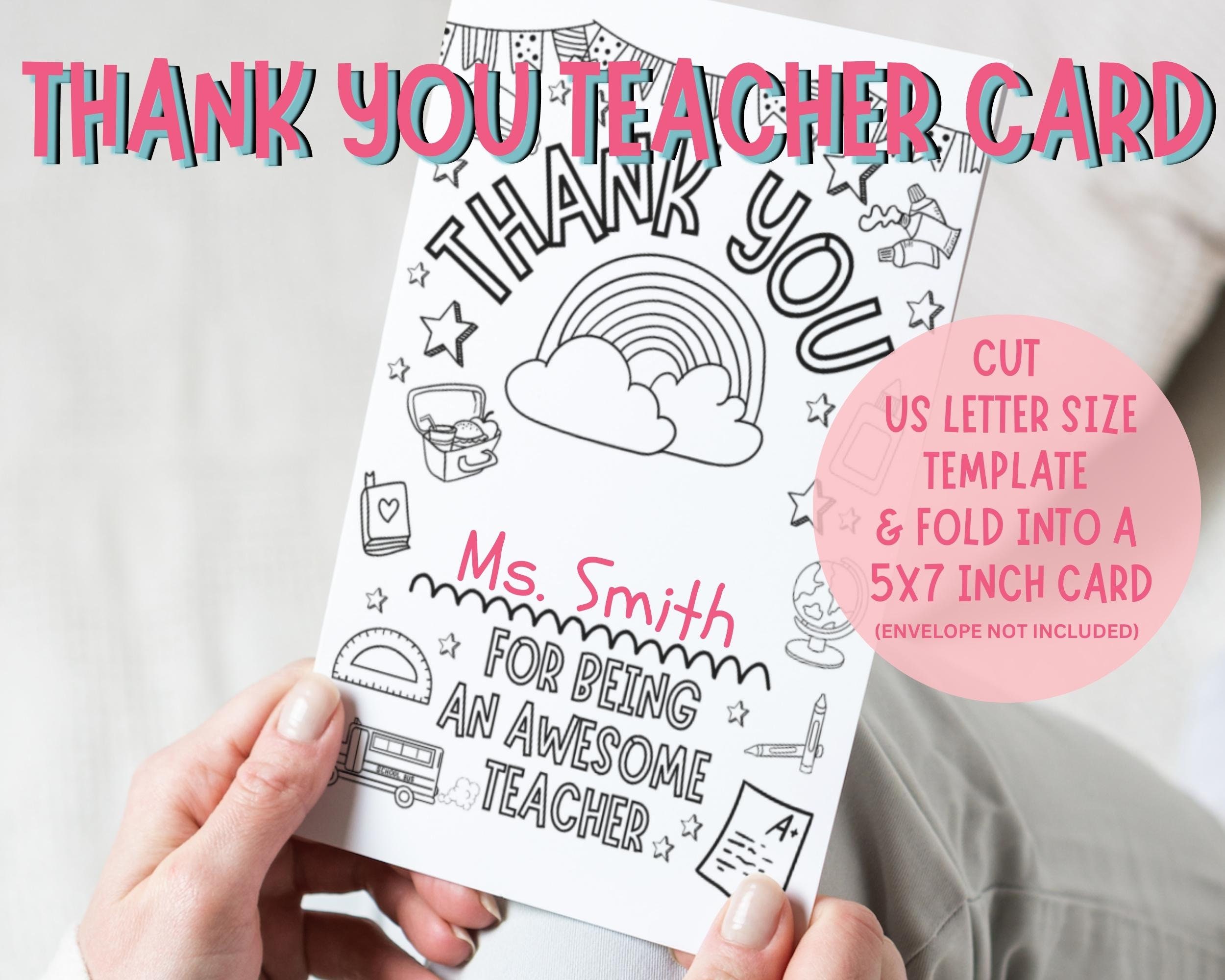 End of School Year Doodle Card - Thank You Teacher - Front & Back ...