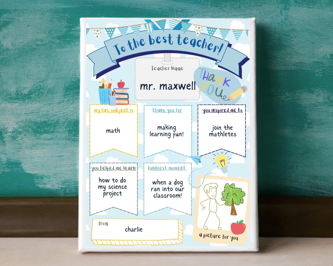 2pk Thank You Teacher Activity Sheet Includes Pink & Blue - Etsy