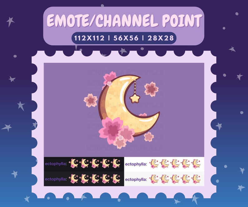Sakura Crescent Moon Channel Point Icon/emote | Cherry Blossom, Pink ...