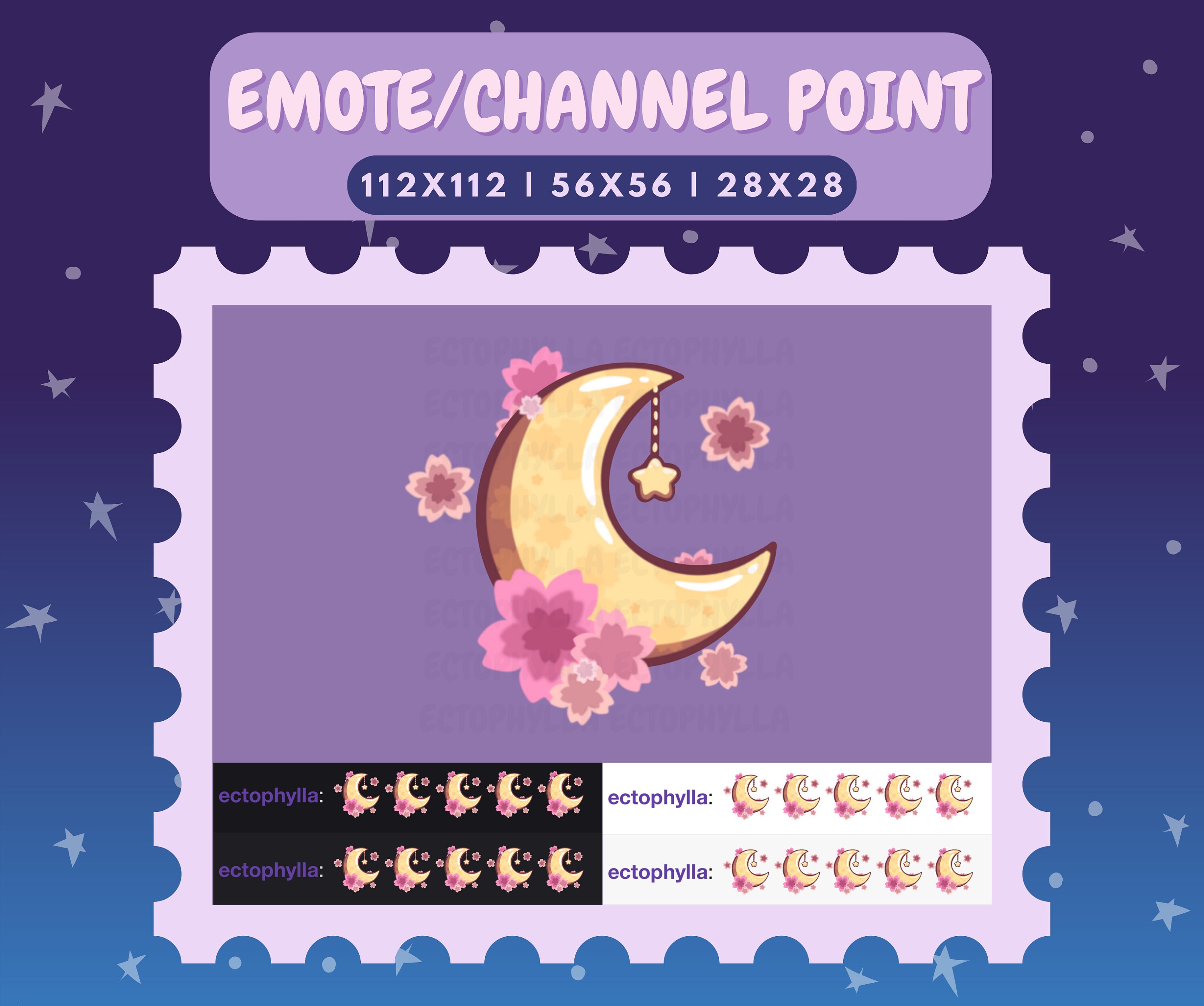Sakura Crescent Moon Channel Point Icon/emote | Cherry Blossom, Pink ...