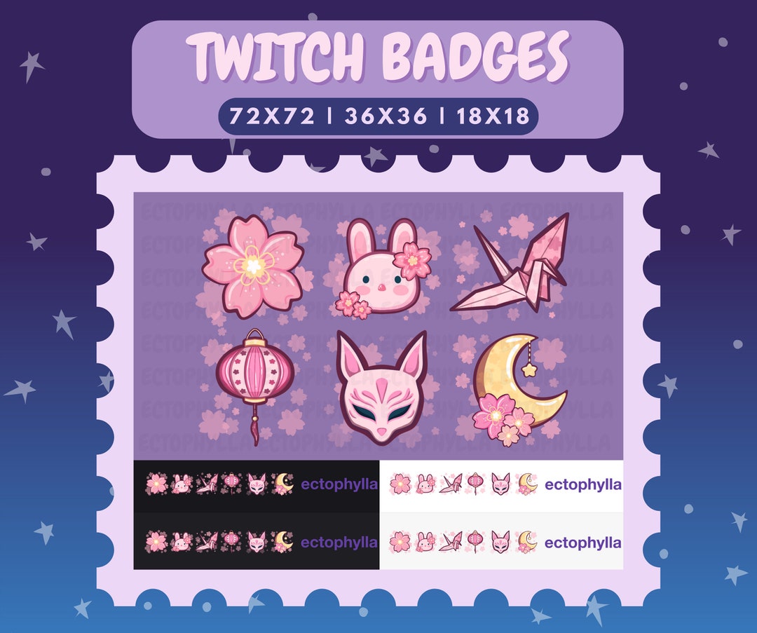 6 Unique Sakura Twitch Subscriber Badges | Japanese, Cherry Blossom ...