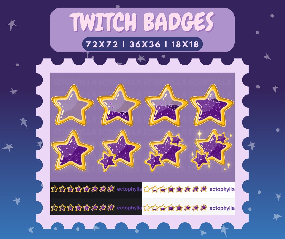 8 Unique Star Subscriber Badges for Twitch | Cute, Liquid, Purple ...