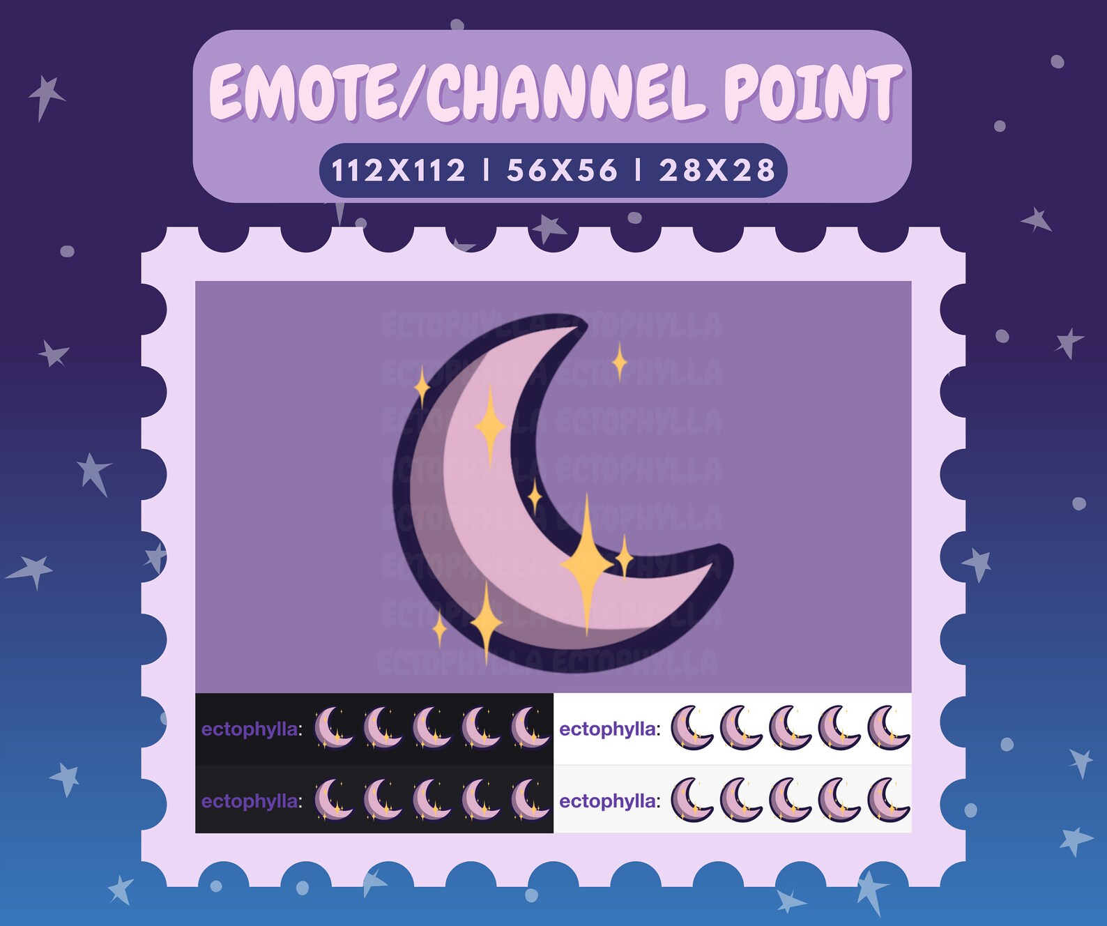 Witchy Crescent Moon Emote, Channel Point Icon | Twitch, Discord ...