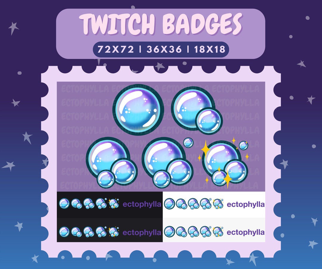 5 Bubble Twitch Subscriber Badges | Blue, Galaxy, Sparkles, Bubbles, Youtube, Discord - Etsy