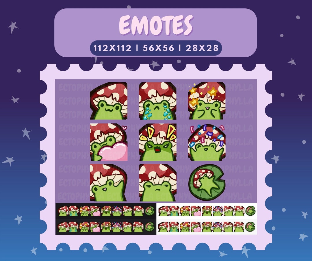 9 Mushroom Froggy Emote Bundle | Frog, Green, Nature, Cute, Kawaii ...