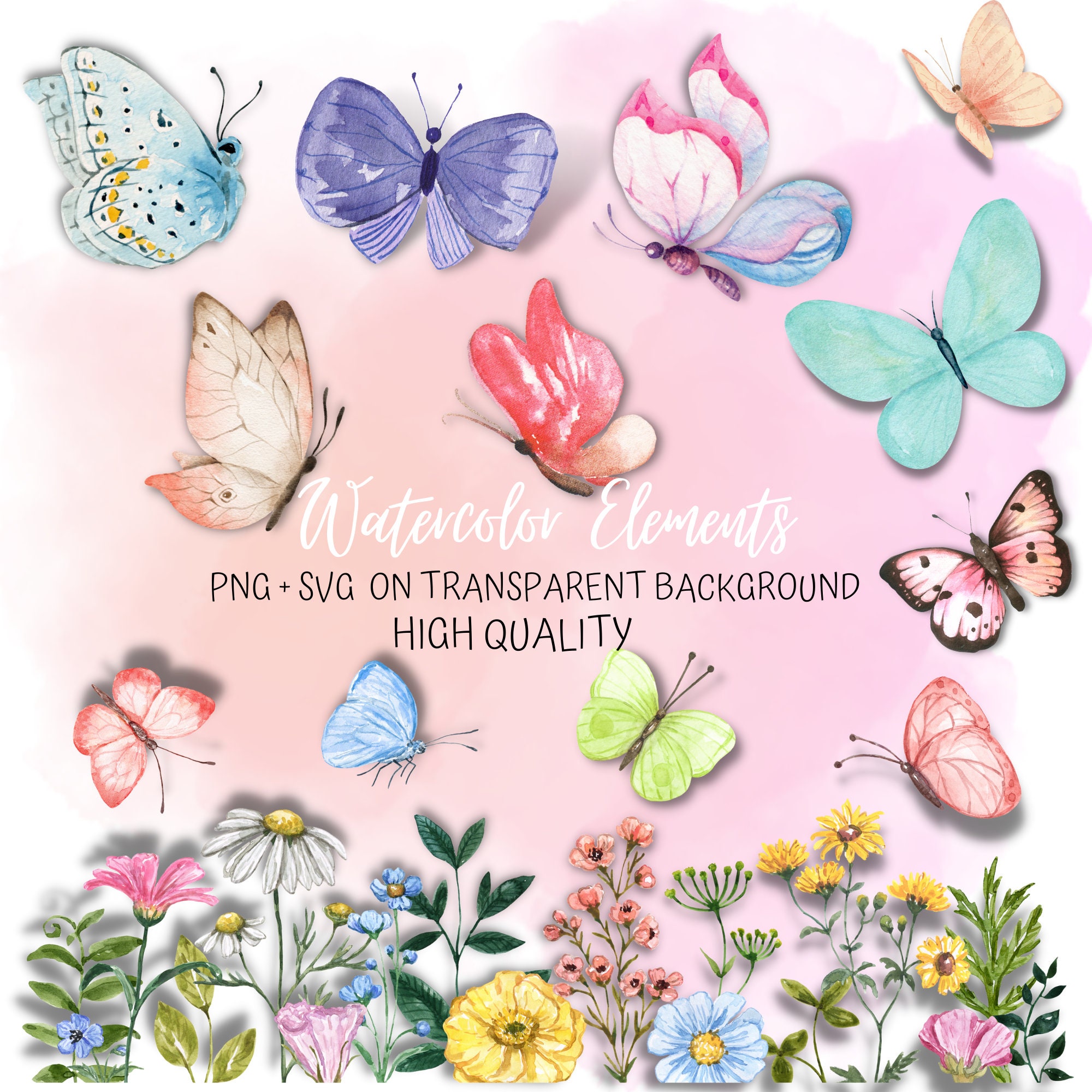 Watercolor Butterflies Clipart,svg Files for Cricut,watercolor Clipart ...