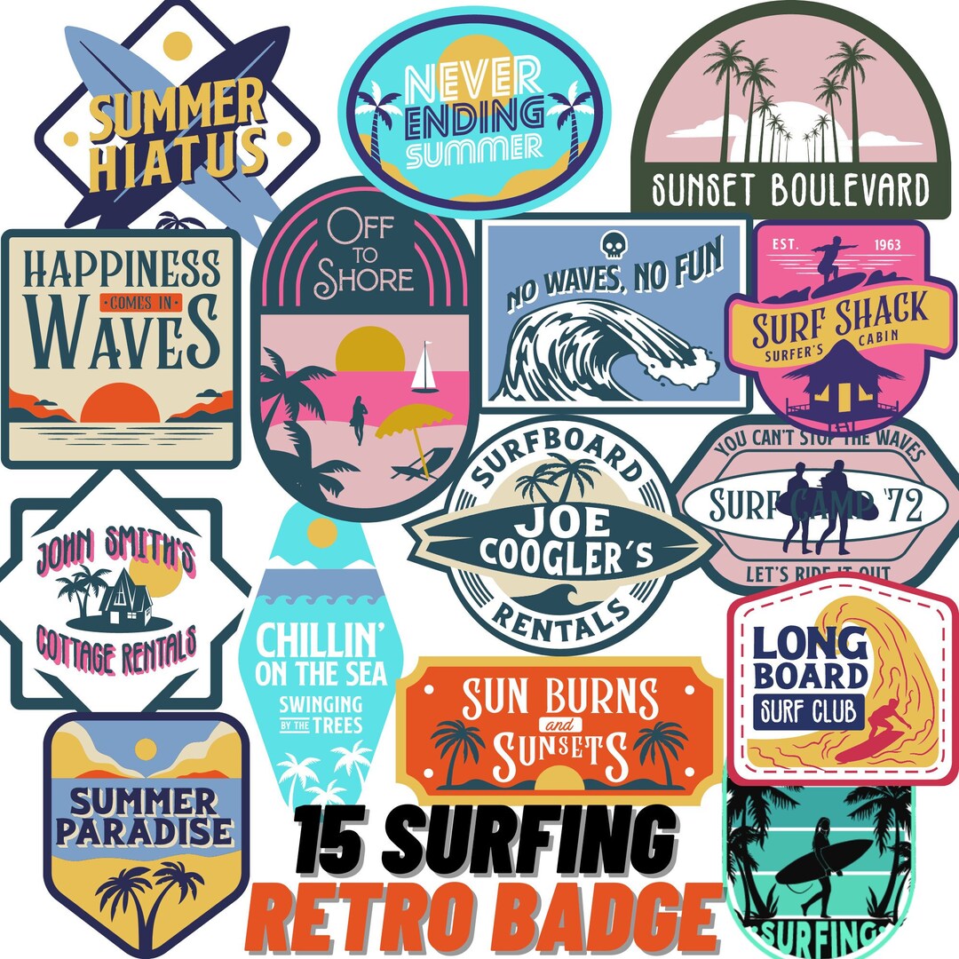 Retro Summer Beach Svg Png Bundle,surf Boards,summer Svg Cut File,beach ...