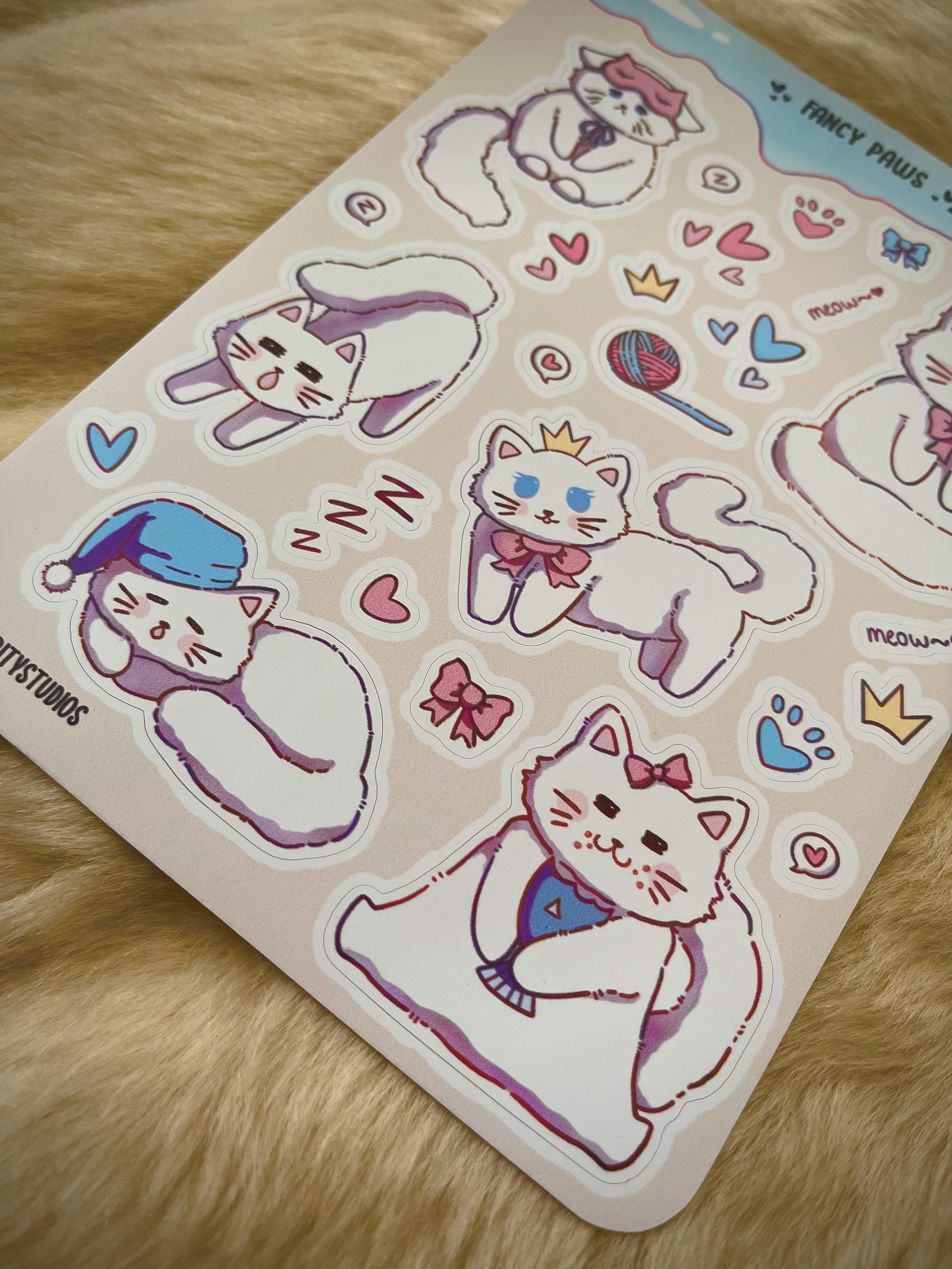 Kawaii Persian Cat Sticker Sheet | Cute Cat Stickers for Journaling ...